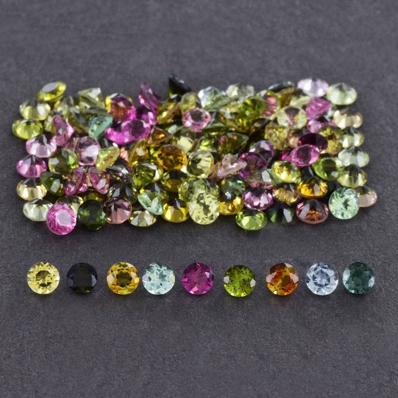 Natural Multi Tourmaline 2.5x2.5x1.7 Mm Faceted Cut Round AAA Grade ...