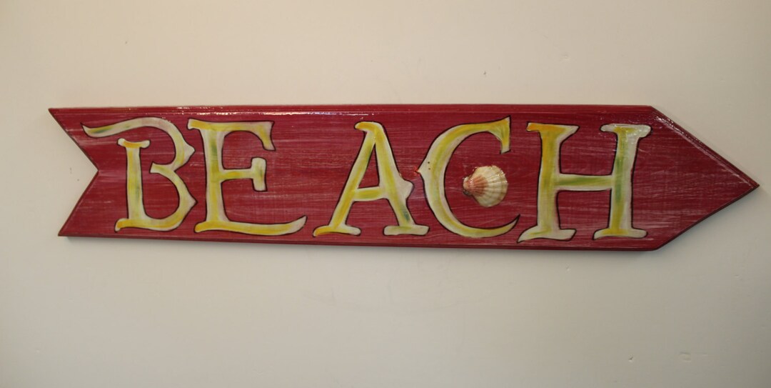 BEACH ARROW SIGN - Handpainted Directional Sign on Cypress Wood - Etsy
