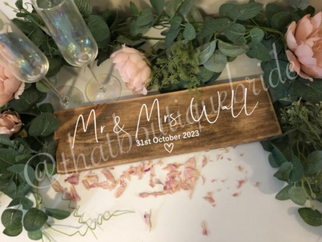 Washed Rustic Wedding Top Table Sign, Personalised Top Table Sign ...