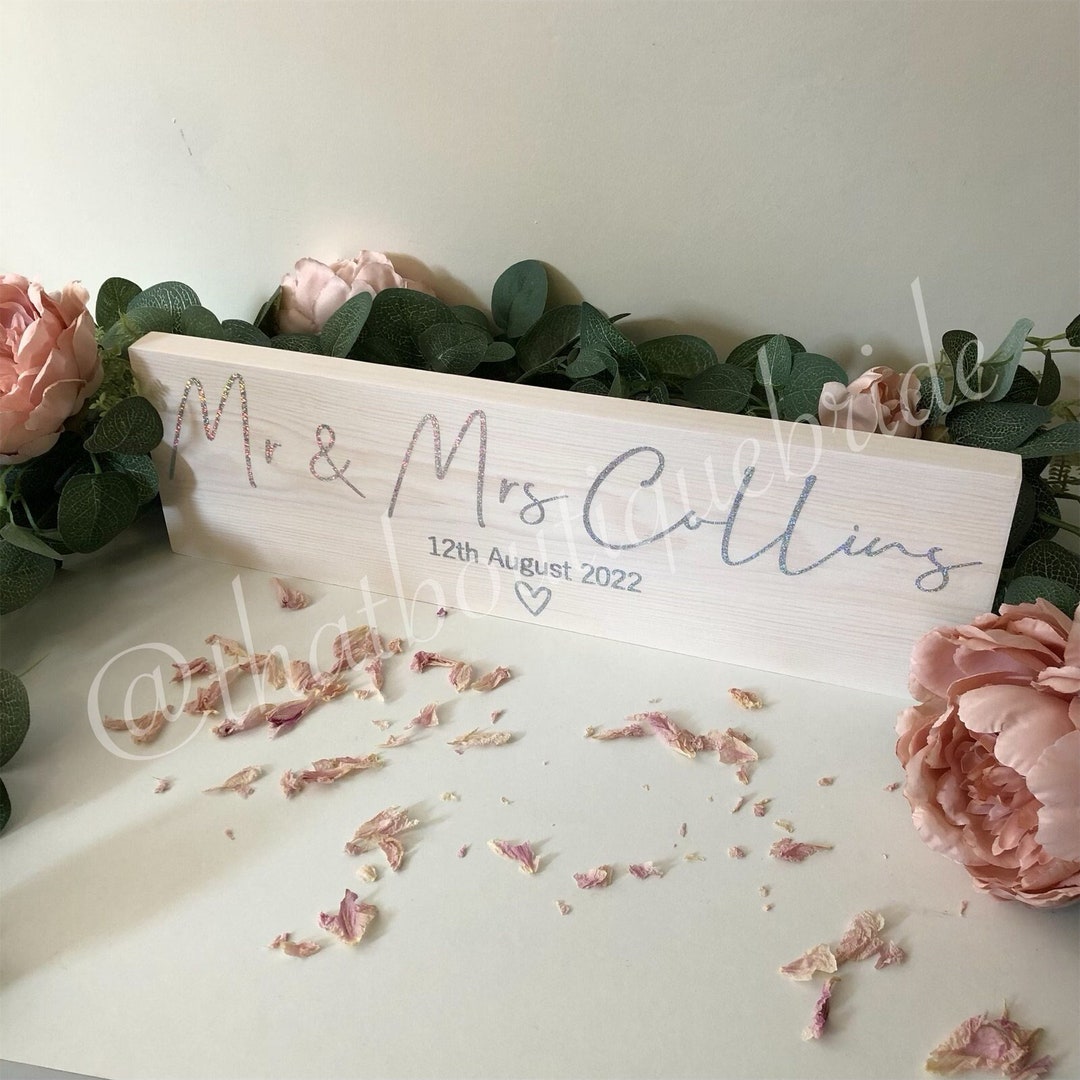 Wooden White Table Sign, Personalised Wooden Table Sign, Monochrome ...