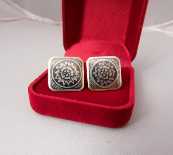 Vintage Russian Sterling Silver 875 Soviet Cufflinks … - Gem