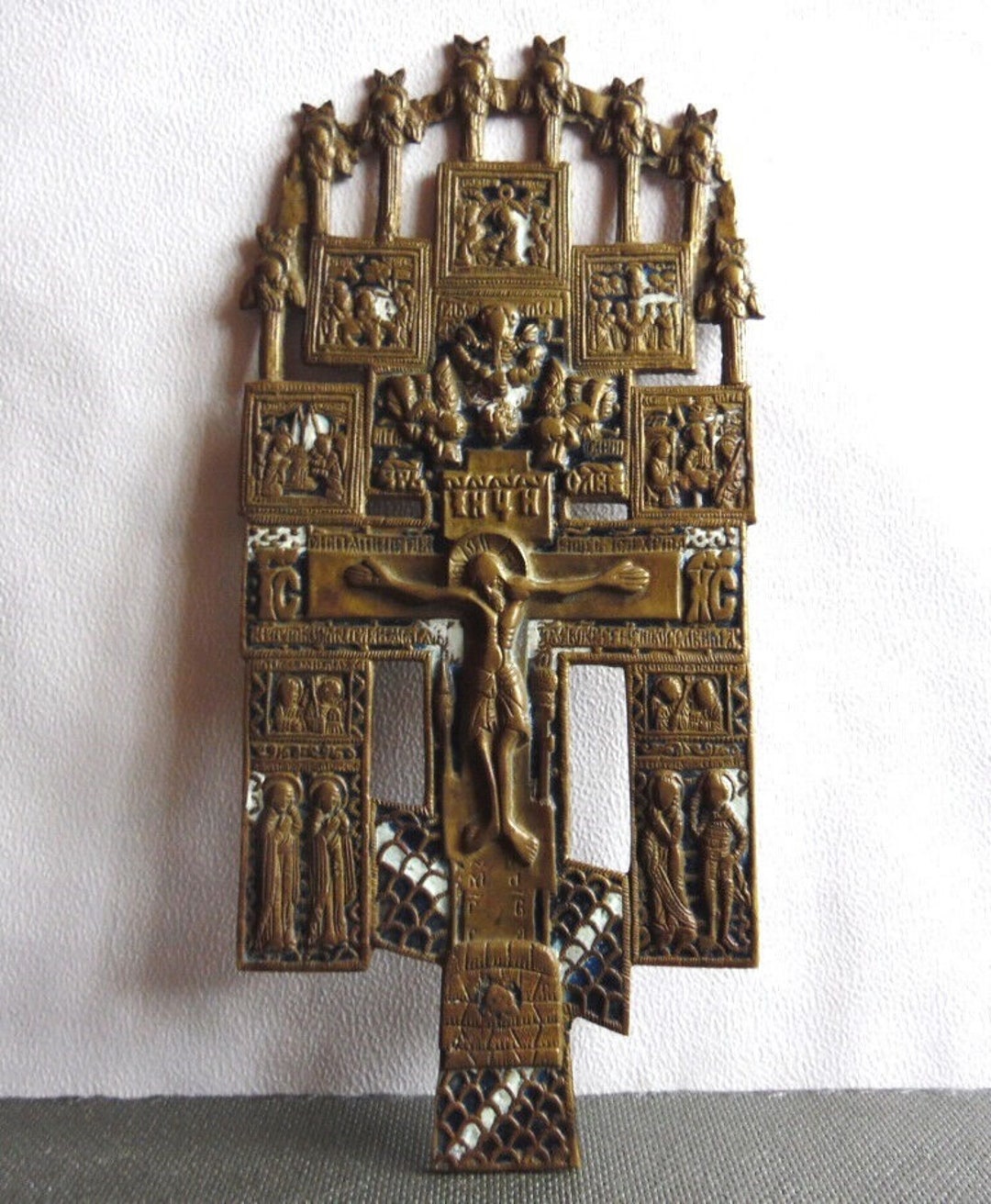 Antique Russian Bronze Cross With Icons and Cherubs 18-19th Century ...