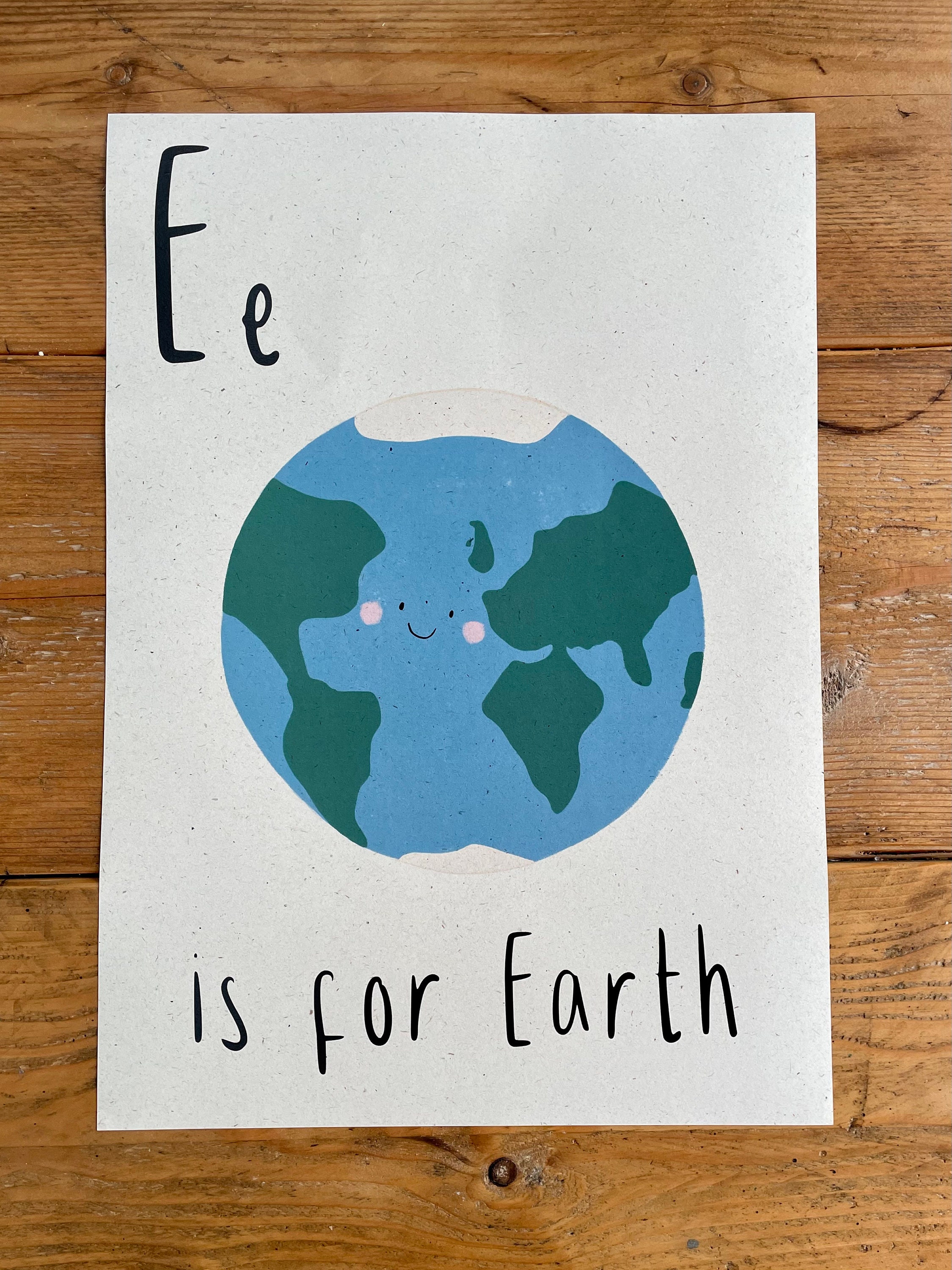 E is for Earth Childrens Nursery Poster, Earth Print, Inspirational ...