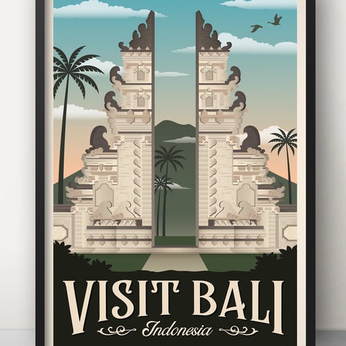 Bali Indonesia Vintage Travel Poster | Etsy