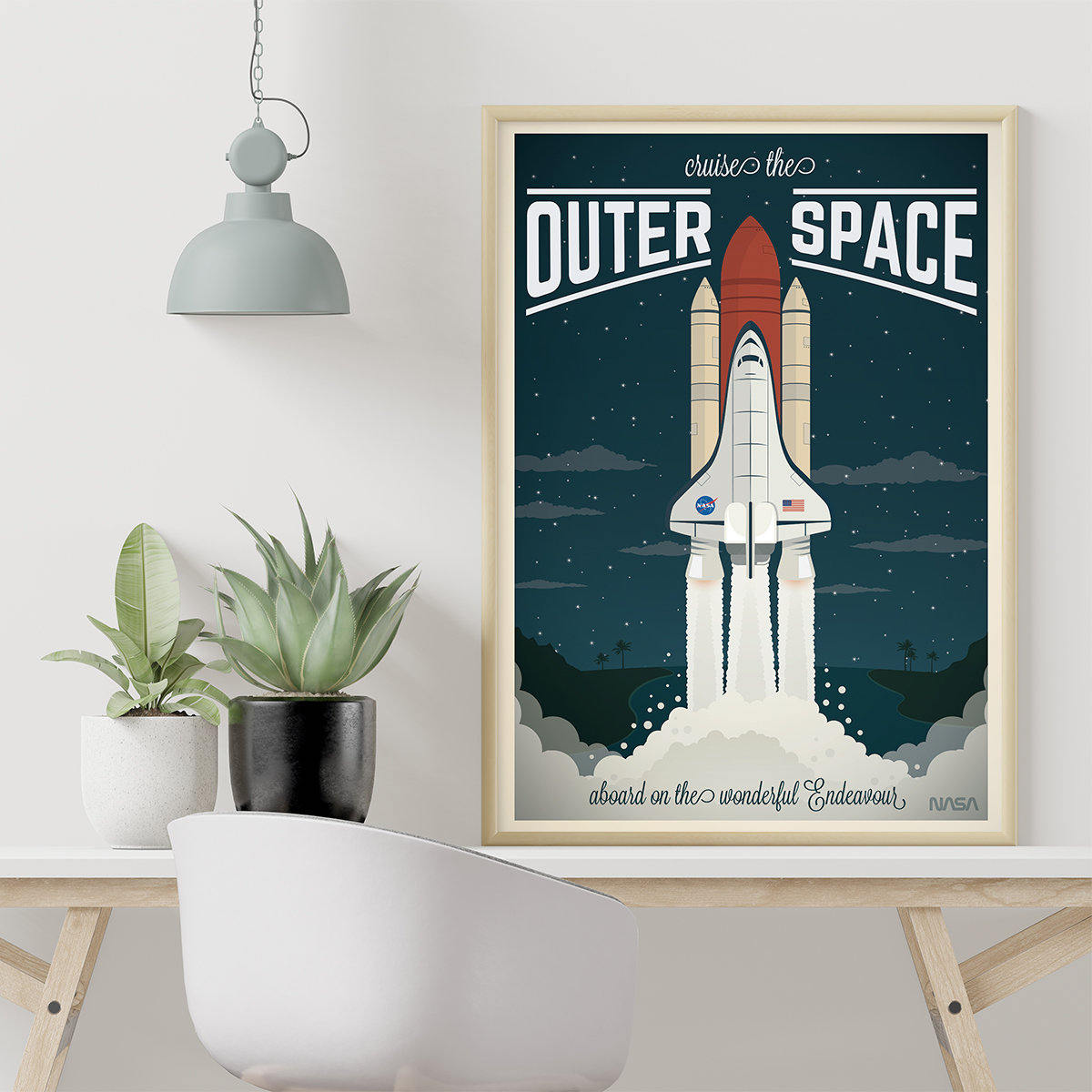 Spaceship Vintage Travel Poster Space Shuttle Universe | Etsy