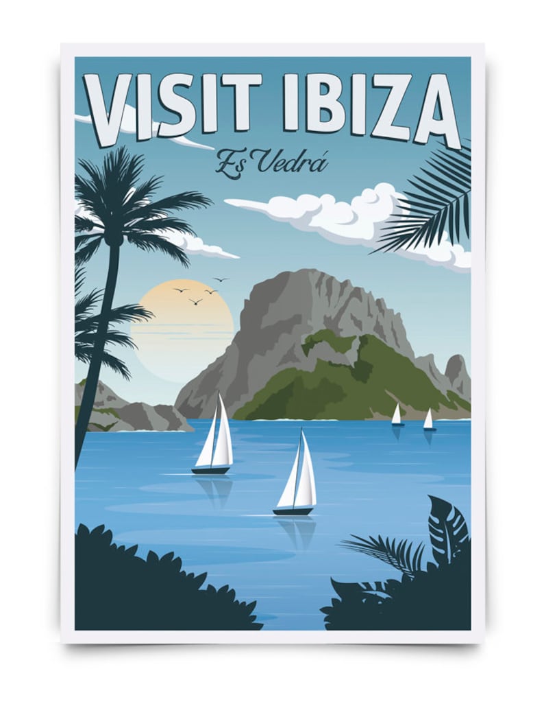 Cartel Vintage Ibiza Viaje Baleares Poster Travel Poster - Etsy España