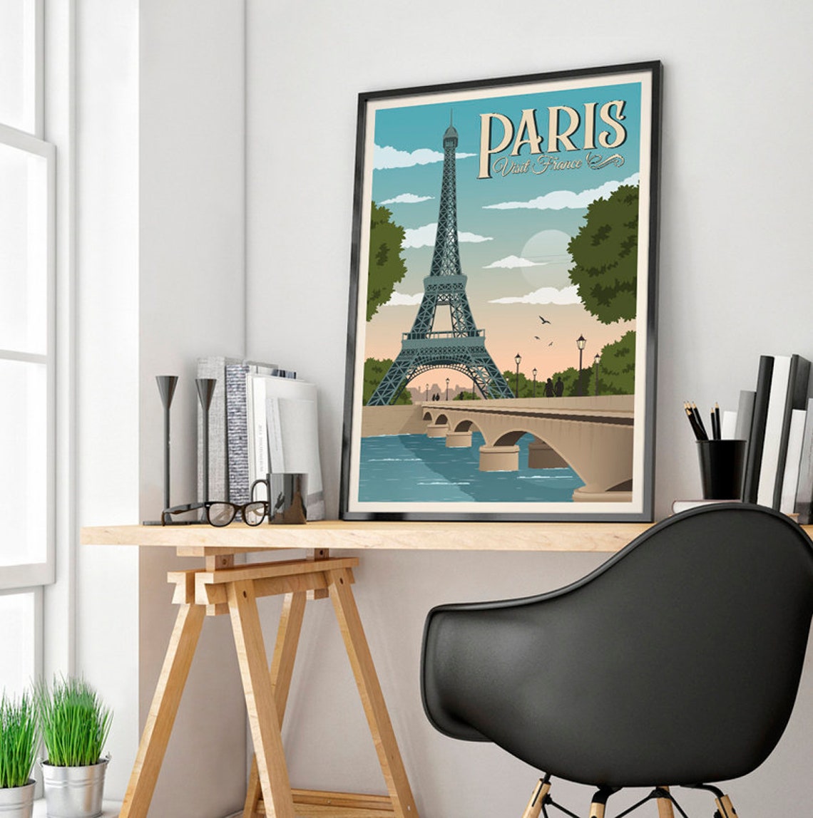 Paris Travel Poster Eiffel Tower Travel Poster France Travel | Etsy