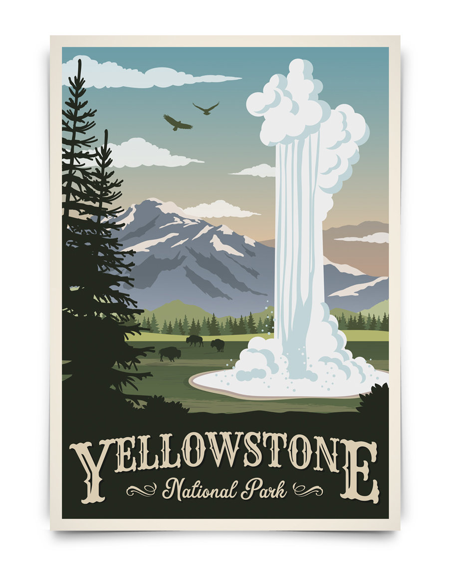 Vintage Poster Yellowstone Park, Reisen, Wyoming, Poster, Reiseposter ...