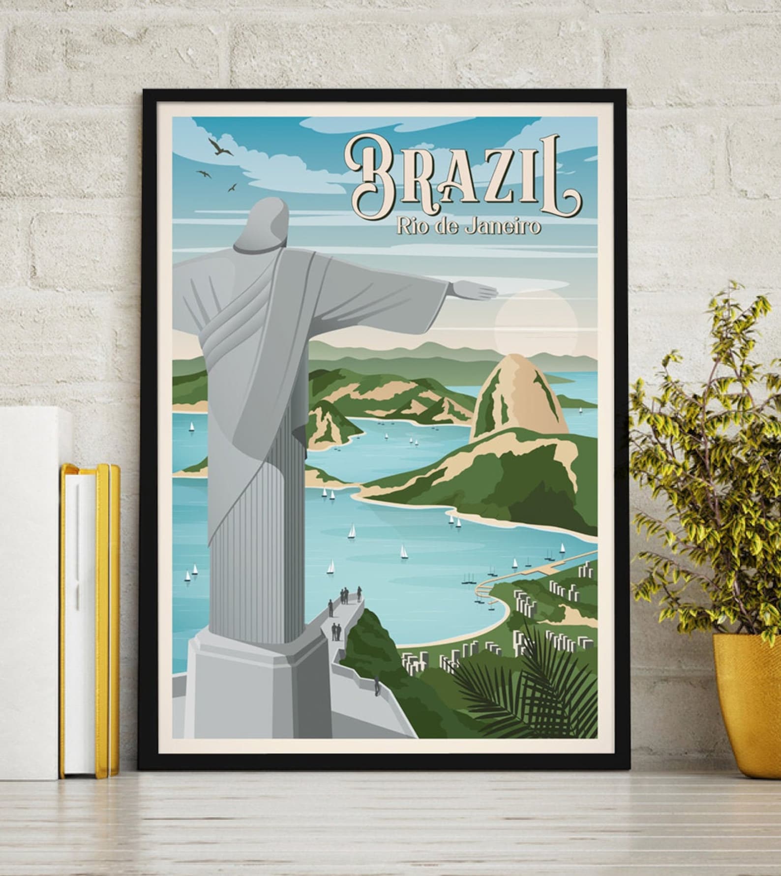 Brazil Vintage Travel Poster, Rio De Janeiro Travel Poster, Brazil ...