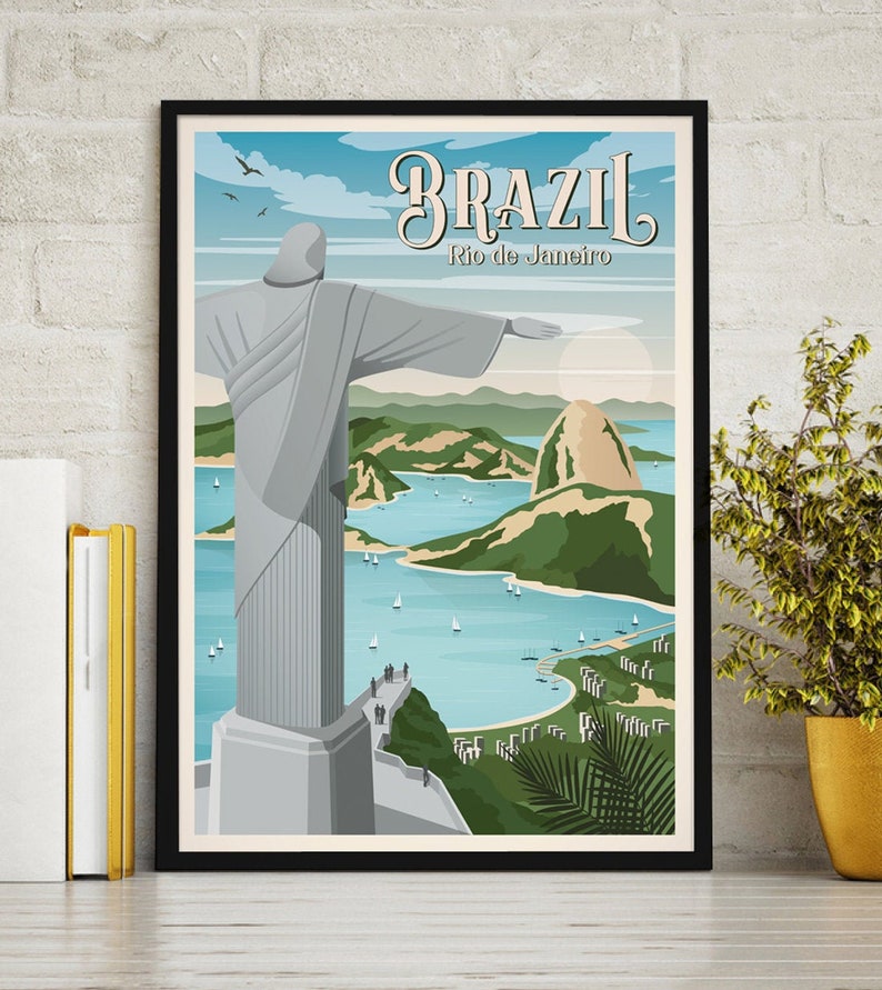 Brazil Vintage Travel Poster, Rio De Janeiro Travel Poster, Brazil ...