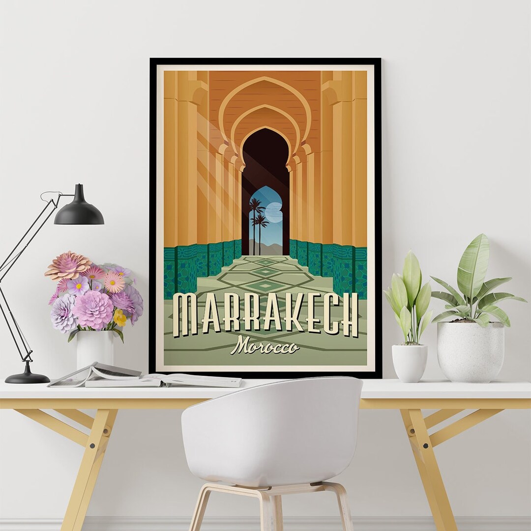 Marrakech Print Marrakech Vintage Travel Poster Morocco - Etsy