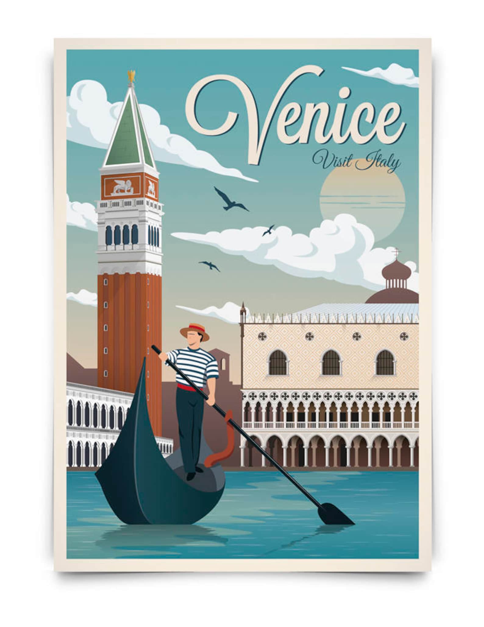 Venice Vintage Travel Poster Travel Decoration Wall Art | Etsy