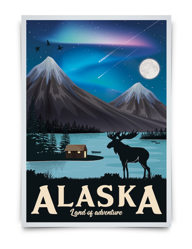 Cartel Vintage Alaska Alaska Poster Vintage Travel Poster - Etsy España