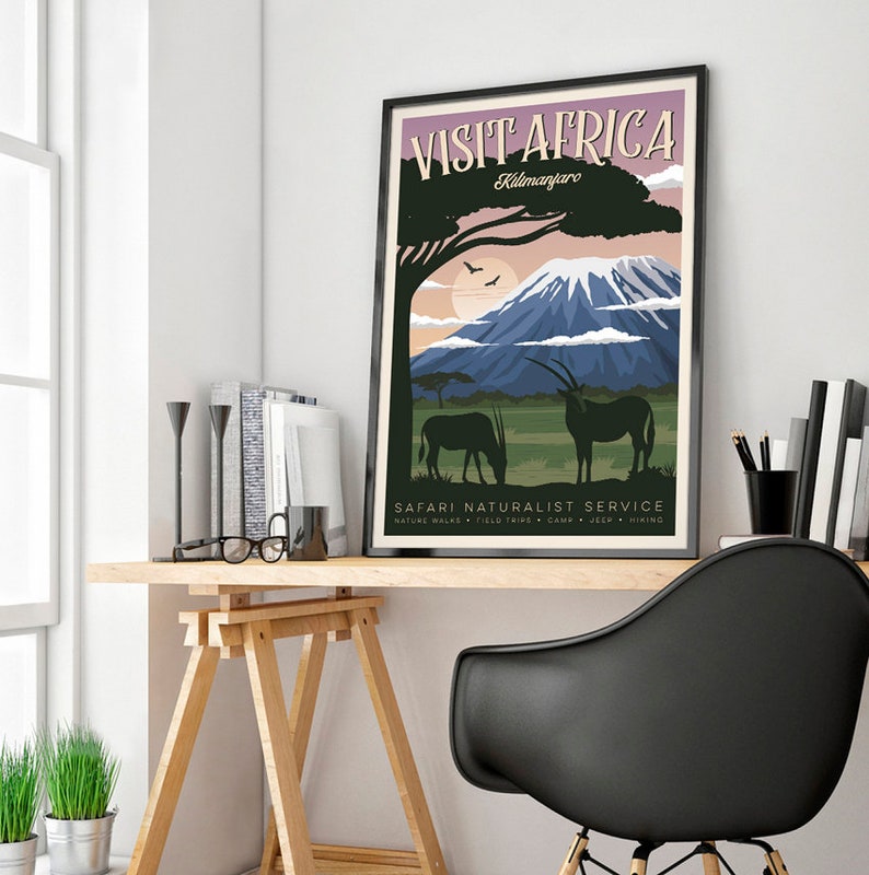 Africa Vintage Travel Poster, Africa Travel Poster, Kilimanjaro ...