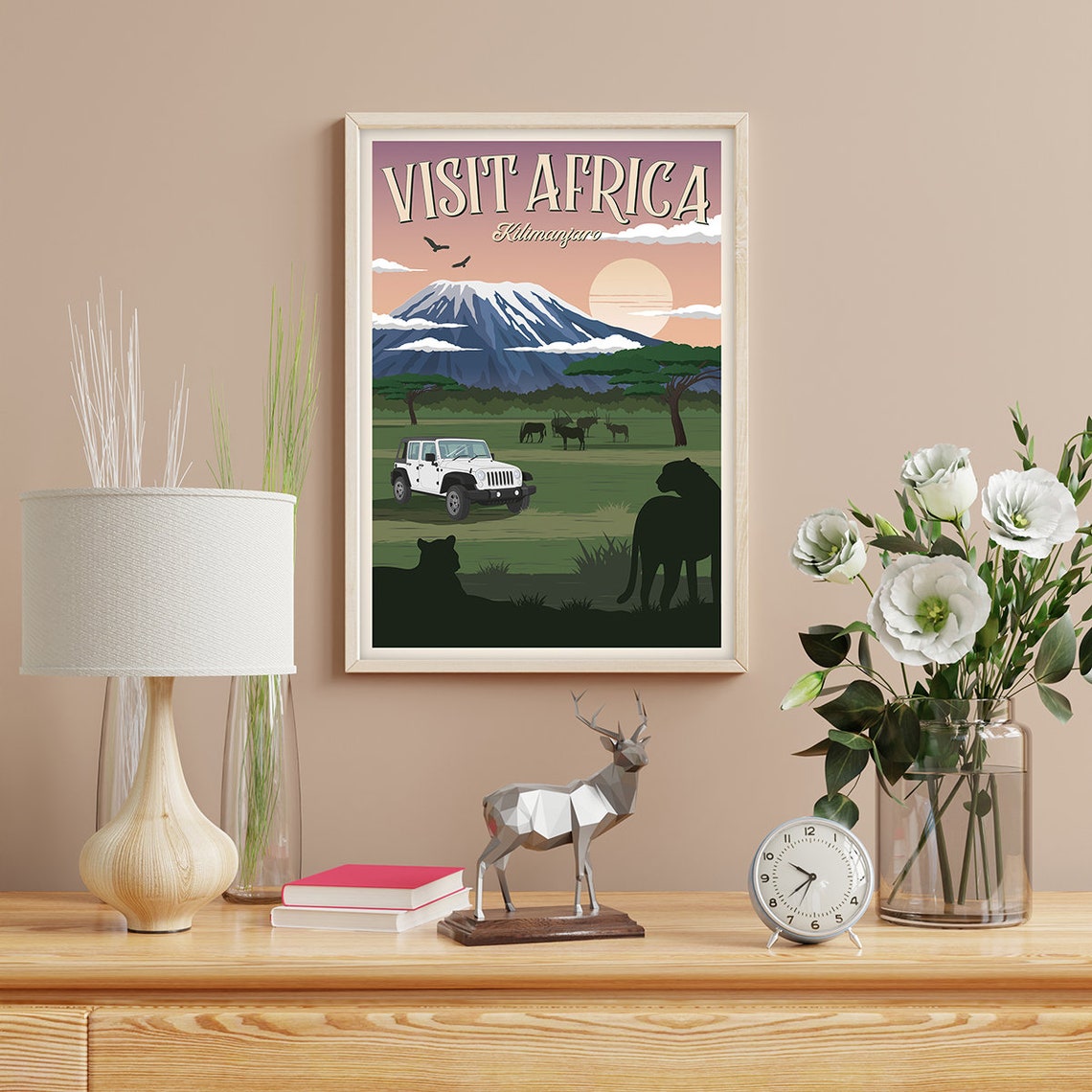 Africa Vintage Travel Poster, Kilimanjaro, Tanzania, Travel, Decoration ...