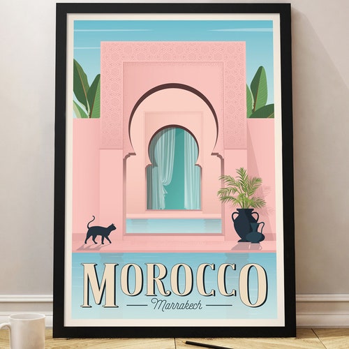 Marrakech Vintage Travel Poster Morocco Travel Poster - Etsy