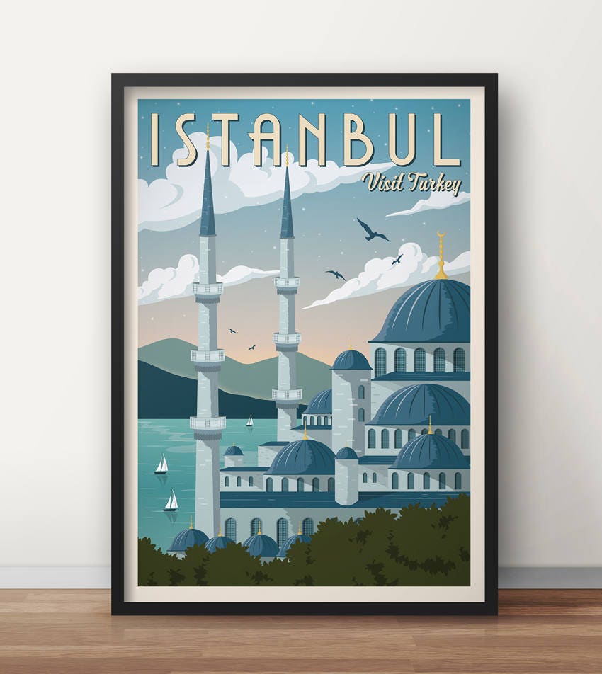 Istanbul Vintage Travel Poster Travel Decoration Wall Art - Etsy