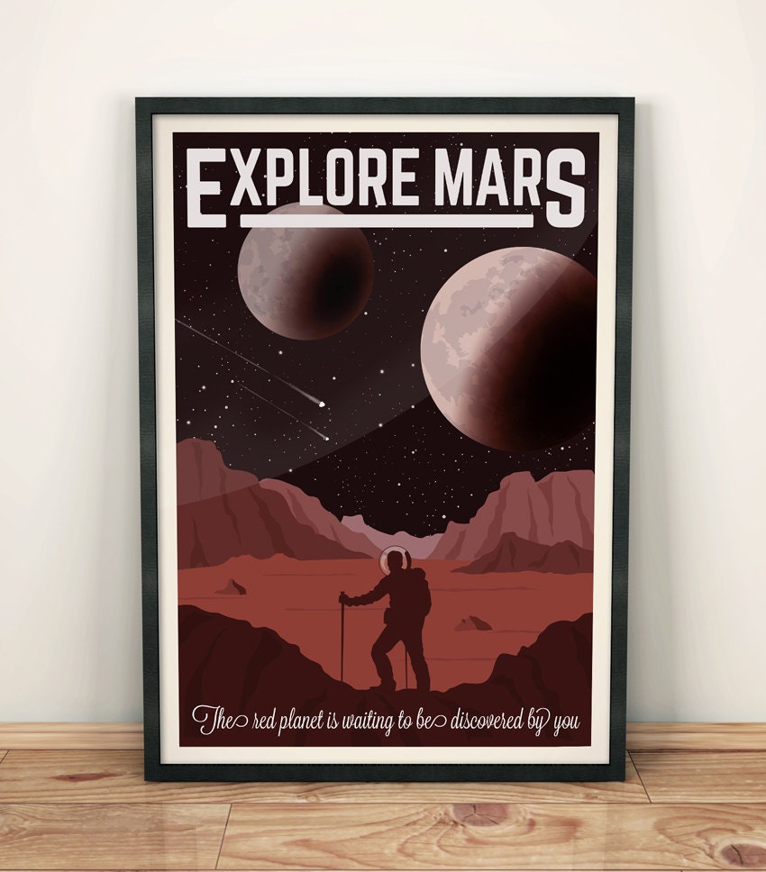 Mars Vintage Travel Poster Universe Travel Decoration Wall - Etsy