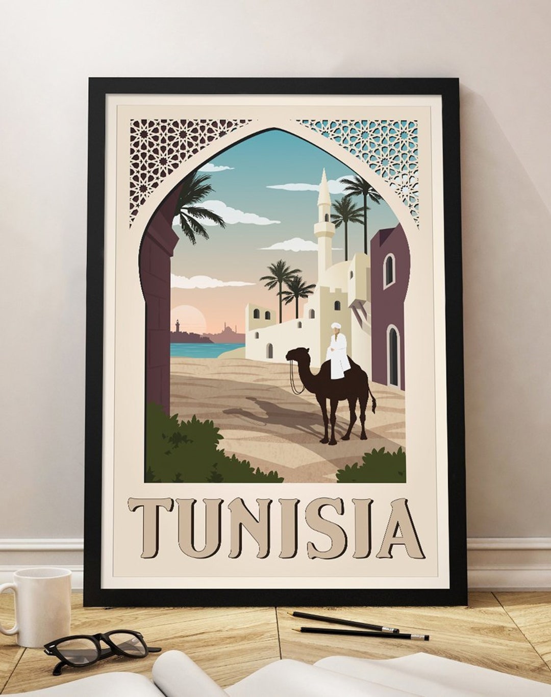 Tunisia Vintage Travel Poster, Travel Poster, Tunisia Poster, Travel ...