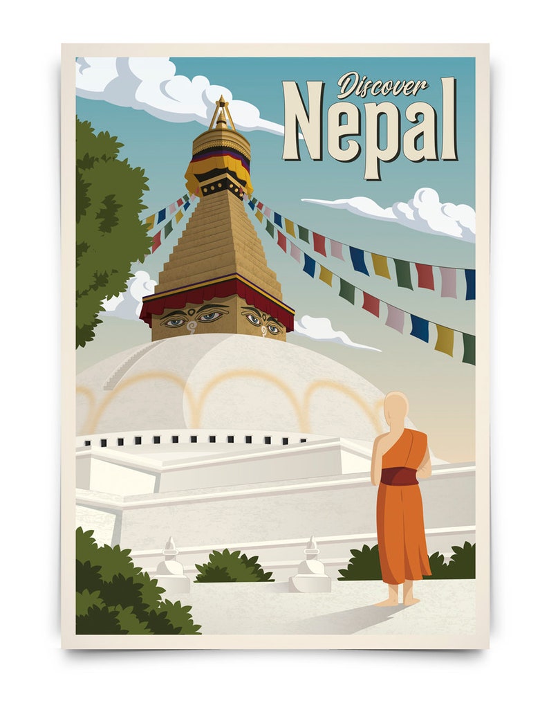 Vintage Nepal Poster Voyage Népal Poster Katmandou - Etsy France