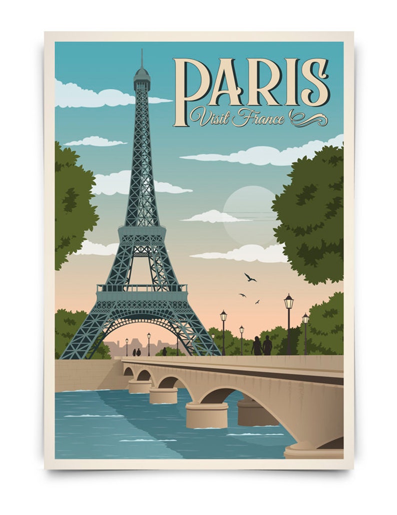 Paris Travel Poster Eiffel Tower Travel Poster France travel | Etsy