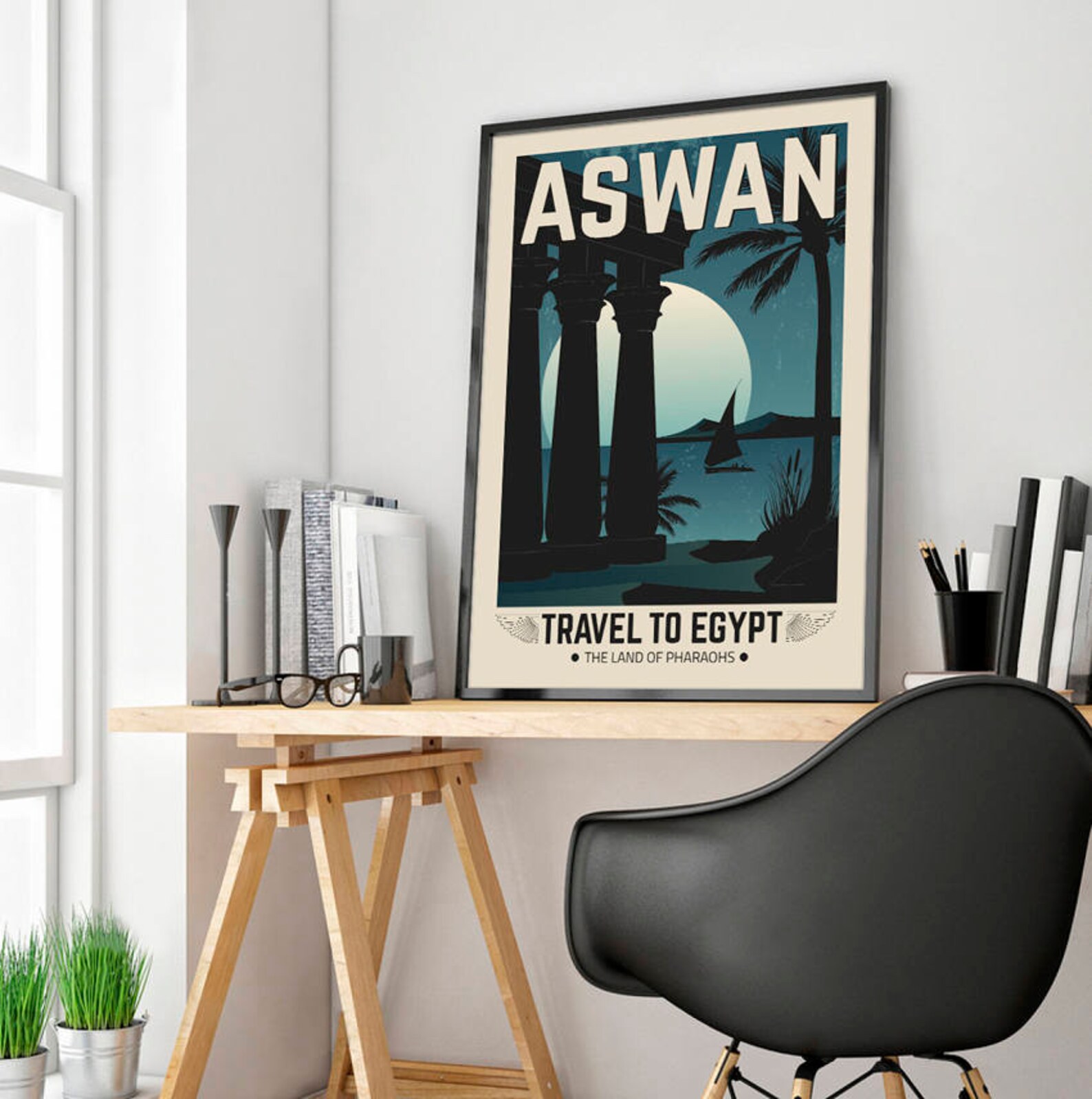 Vintage Travel Poster, Egypt, Aswan, Travel Poster, Decoration, Wall ...