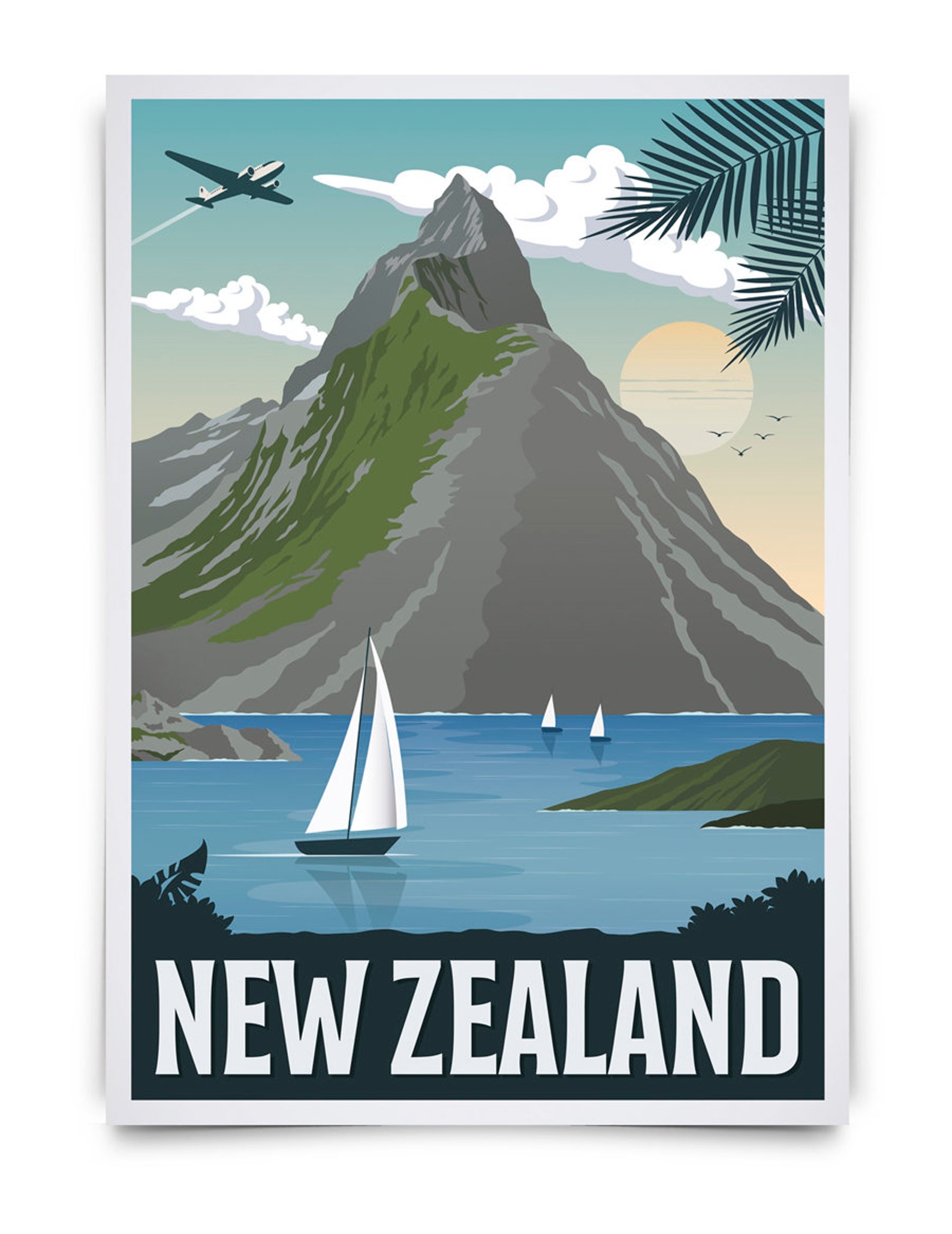 New Zealand Vintage Travel Poster Australia Travel Poster | Etsy