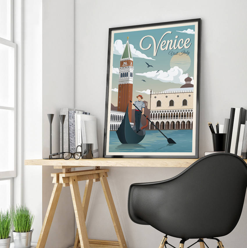 Venice Vintage Travel Poster Travel Decoration Wall Art | Etsy