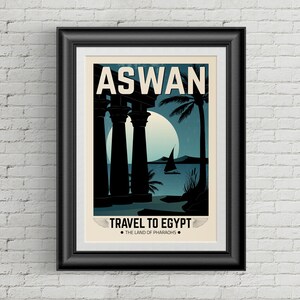 Vintage Travel Poster, Egypt, Aswan, Travel Poster, Decoration, Wall ...