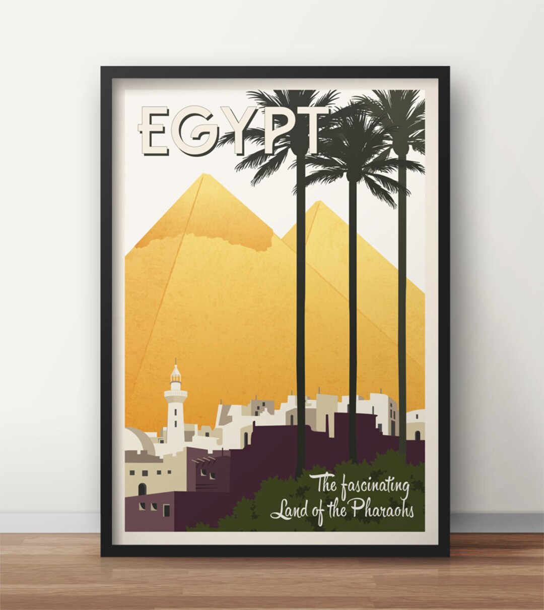 Egypt Vintage Travel Poster, Pyramids, Travel Poster, Decoration, Wall ...
