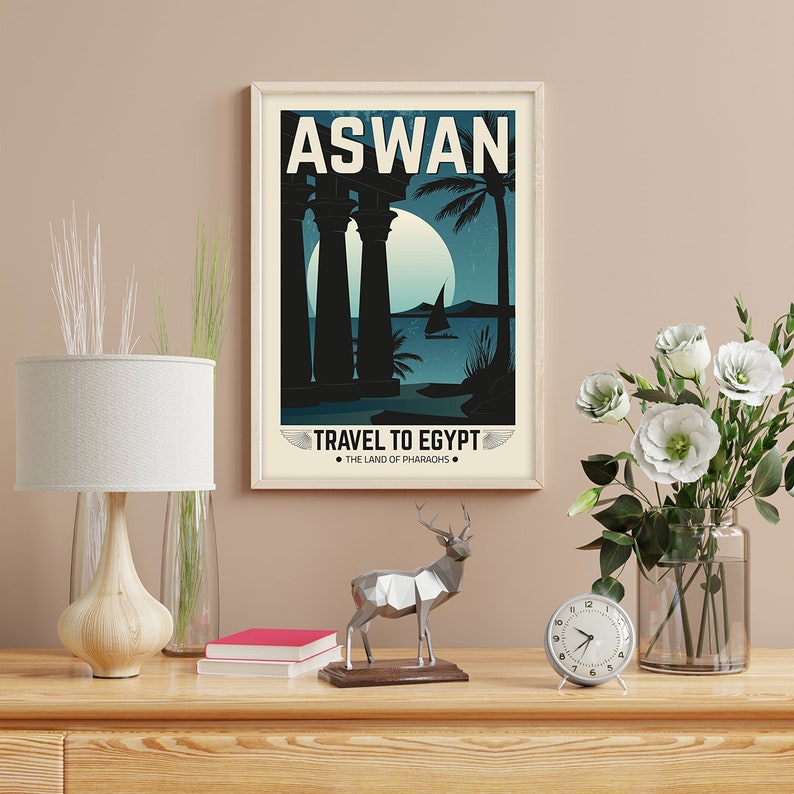Vintage Travel Poster, Egypt, Aswan, Travel Poster, Decoration, Wall ...