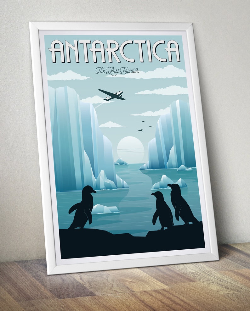 Antarctica Vintage Travel Poster Antarctica poster Iceberg | Etsy
