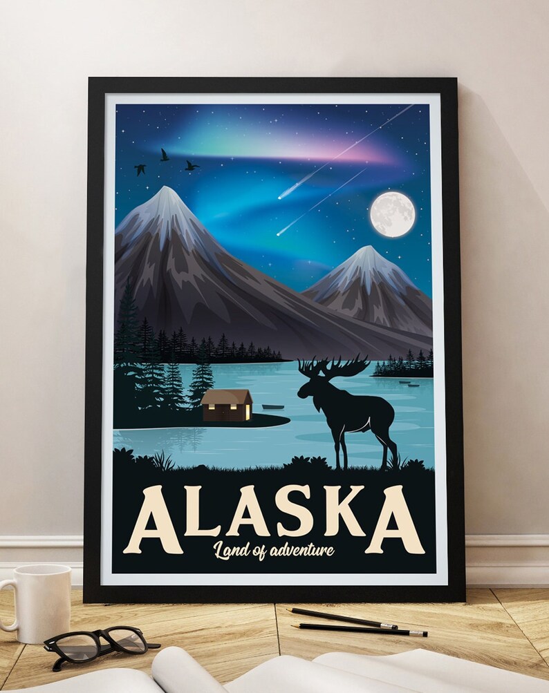 Cartel Vintage Alaska Alaska Poster Vintage Travel Poster - Etsy España