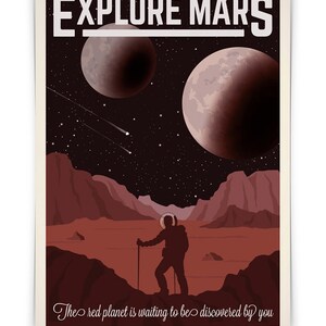 Mars Vintage Travel Poster Universe Travel Decoration Wall - Etsy