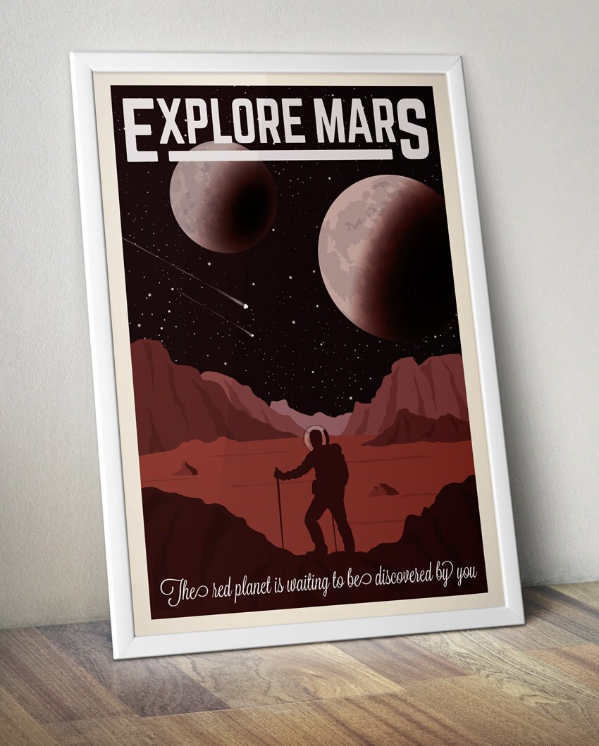 Mars Vintage Travel Poster Universe Travel Decoration Wall - Etsy