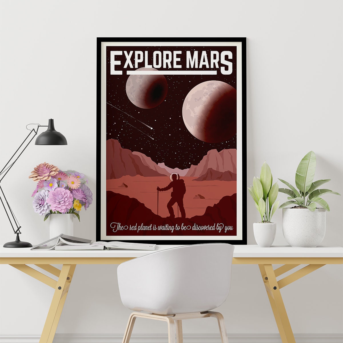 Mars Vintage Travel Poster Universe Travel Decoration Wall - Etsy