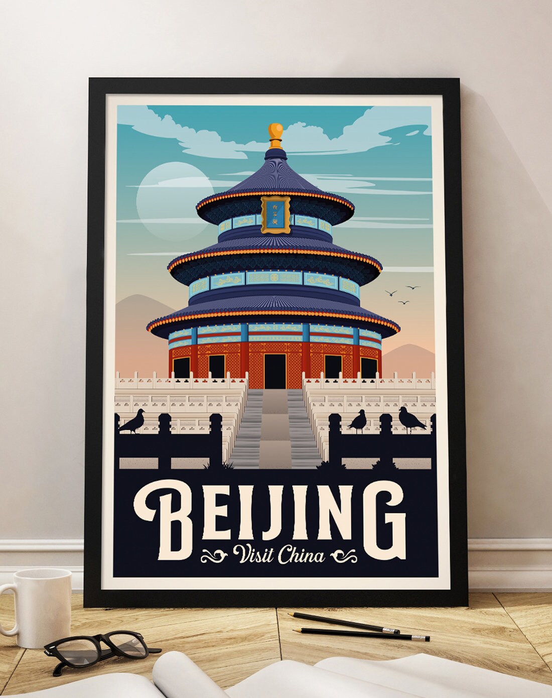 Chinese Travel Poster Traditional Chinese Poster Authentic Vintage