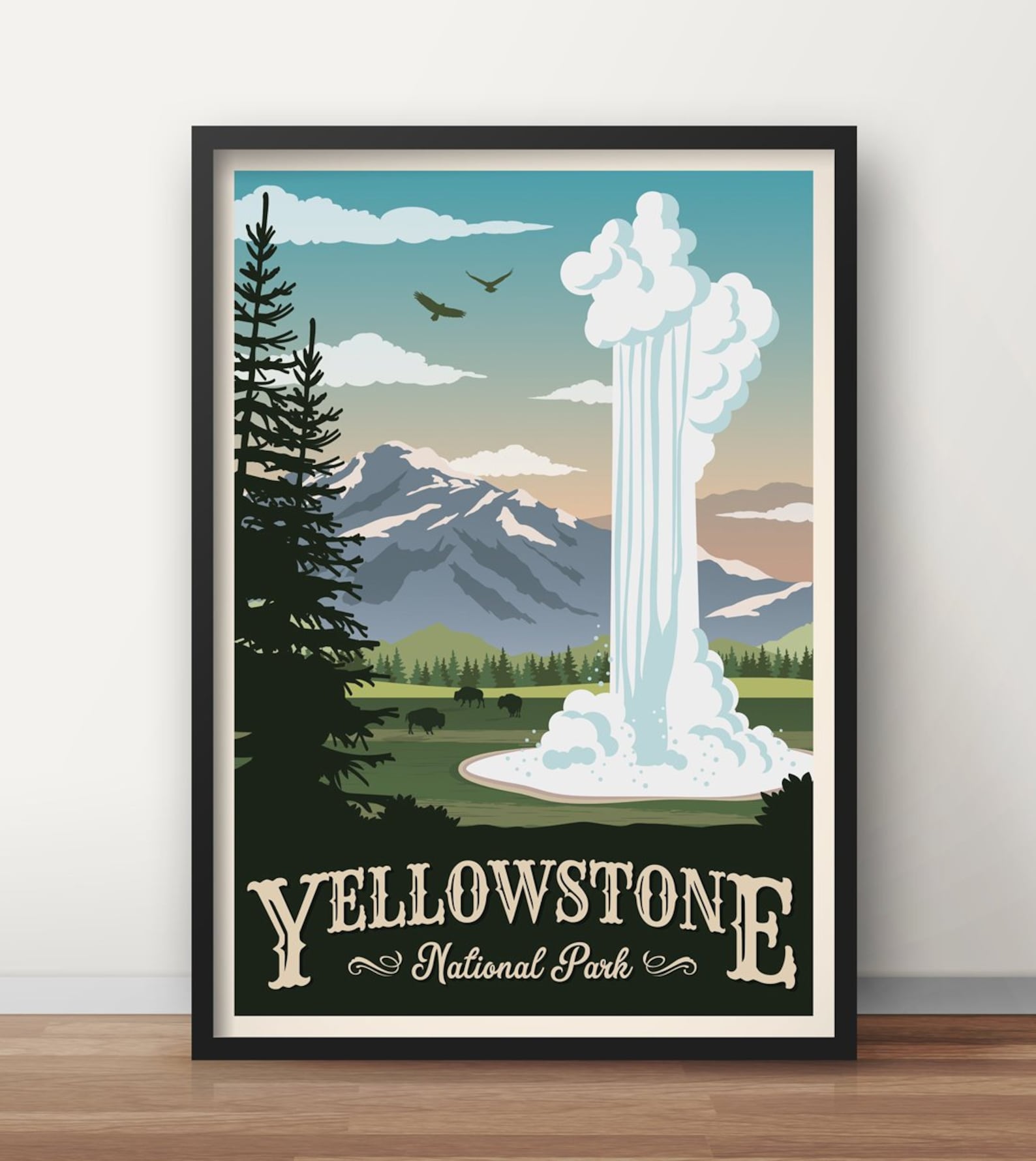 Yellowstone National Park Poster, Wyoming, Vintage Travel Poster ...