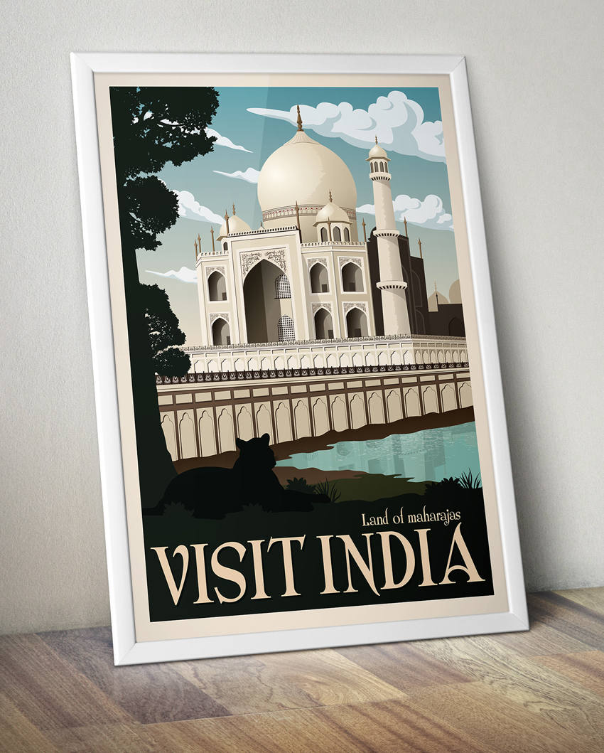 India Vintage Travel Poster Taj Mahal Travel Decoration - Etsy