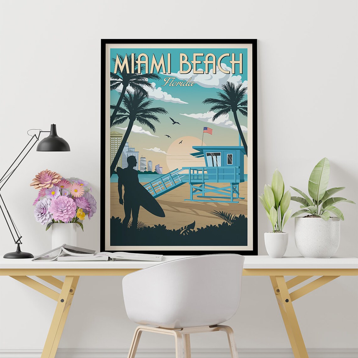 Miami Vintage Travel Poster Florida Miami Travel Poster - Etsy