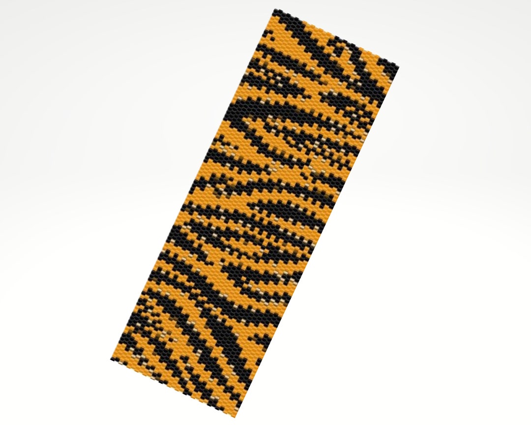 Tiger Print Gold Peyote Bead Pattern, Bracelet Cuff, Bookmark, Seed ...