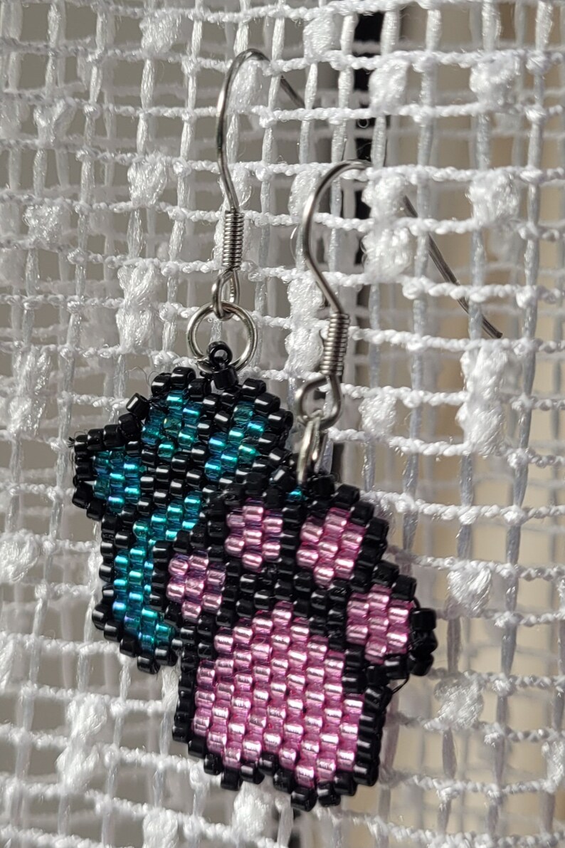 Dog Paw Peyote Earring Charms Brooch Pattern, Brick Stitch Earring ...