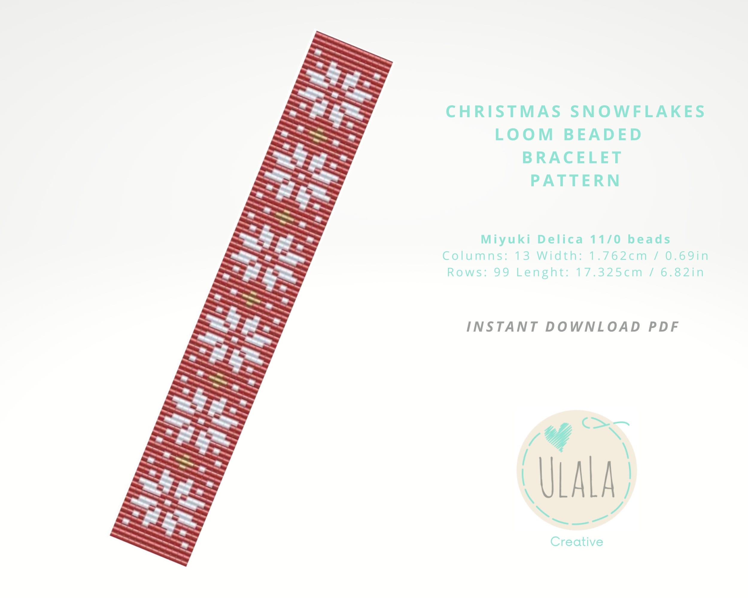 Christmas Beaded Loom Bracelet Pattern, Snowflake Beaded Loom Pattern ...