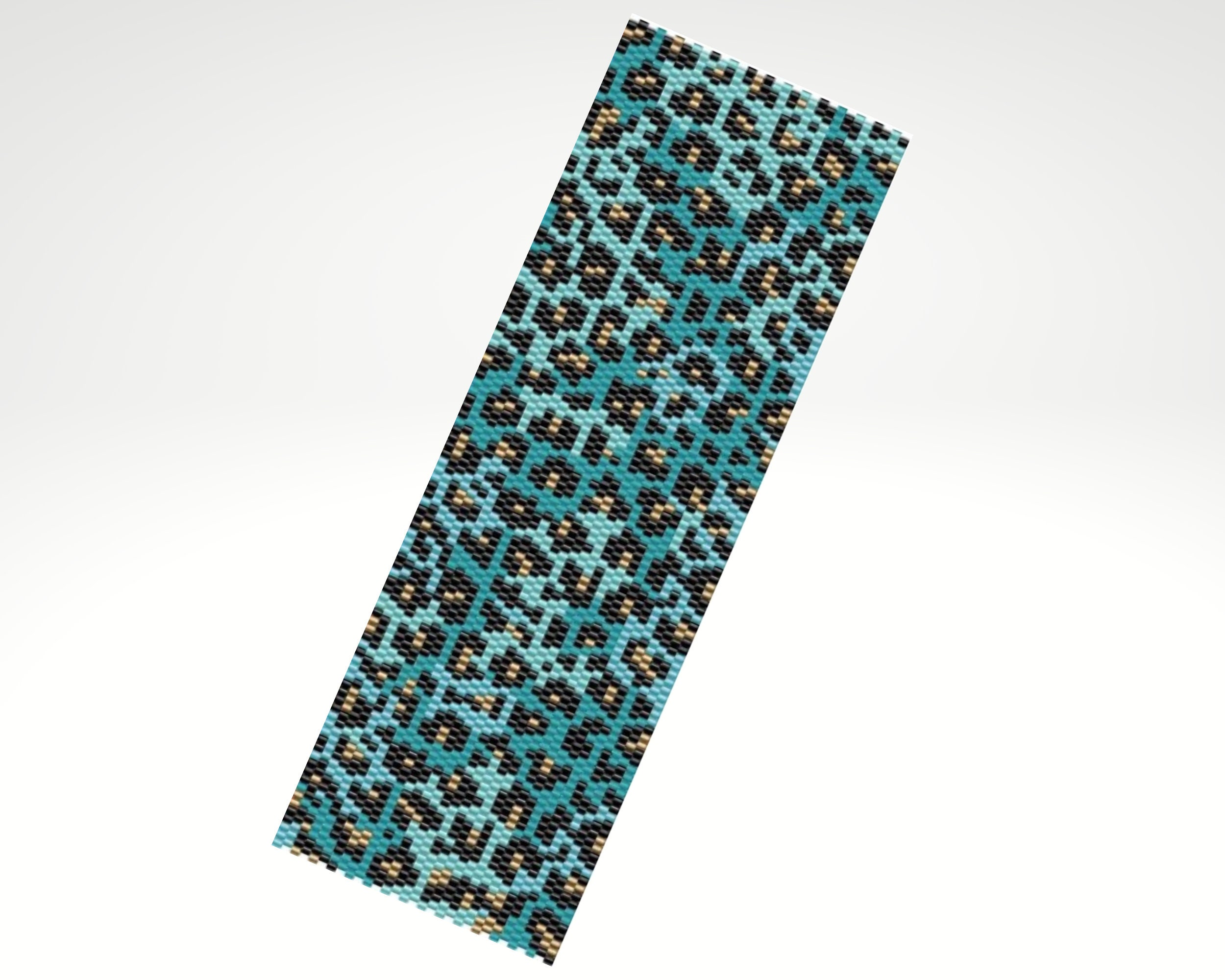 Leopard Print Gold Tourquoise Peyote Bead Pattern, Bracelet Cuff ...
