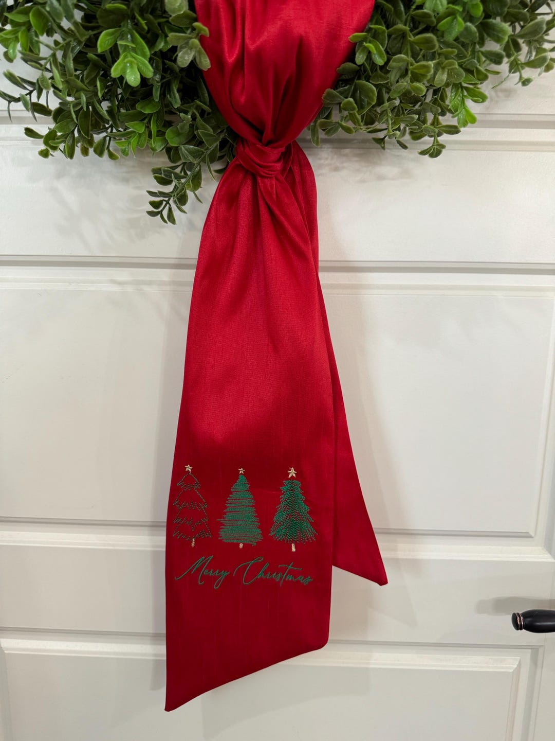 Christmas Wreath Sash - With a Trio of Trees and Merry Christmas ...