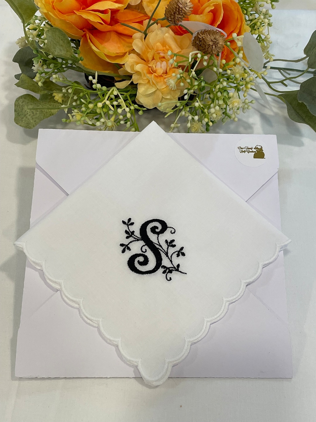 Monogrammed Handkerchief for Women - Personalized Embroidered ...