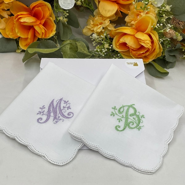 Monogrammed Handkerchiefs for Women Wedding - Etsy
