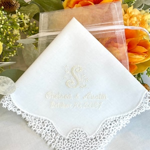 Wedding Handkerchief for Bride Bridal Handkerchief Monogrammed ...