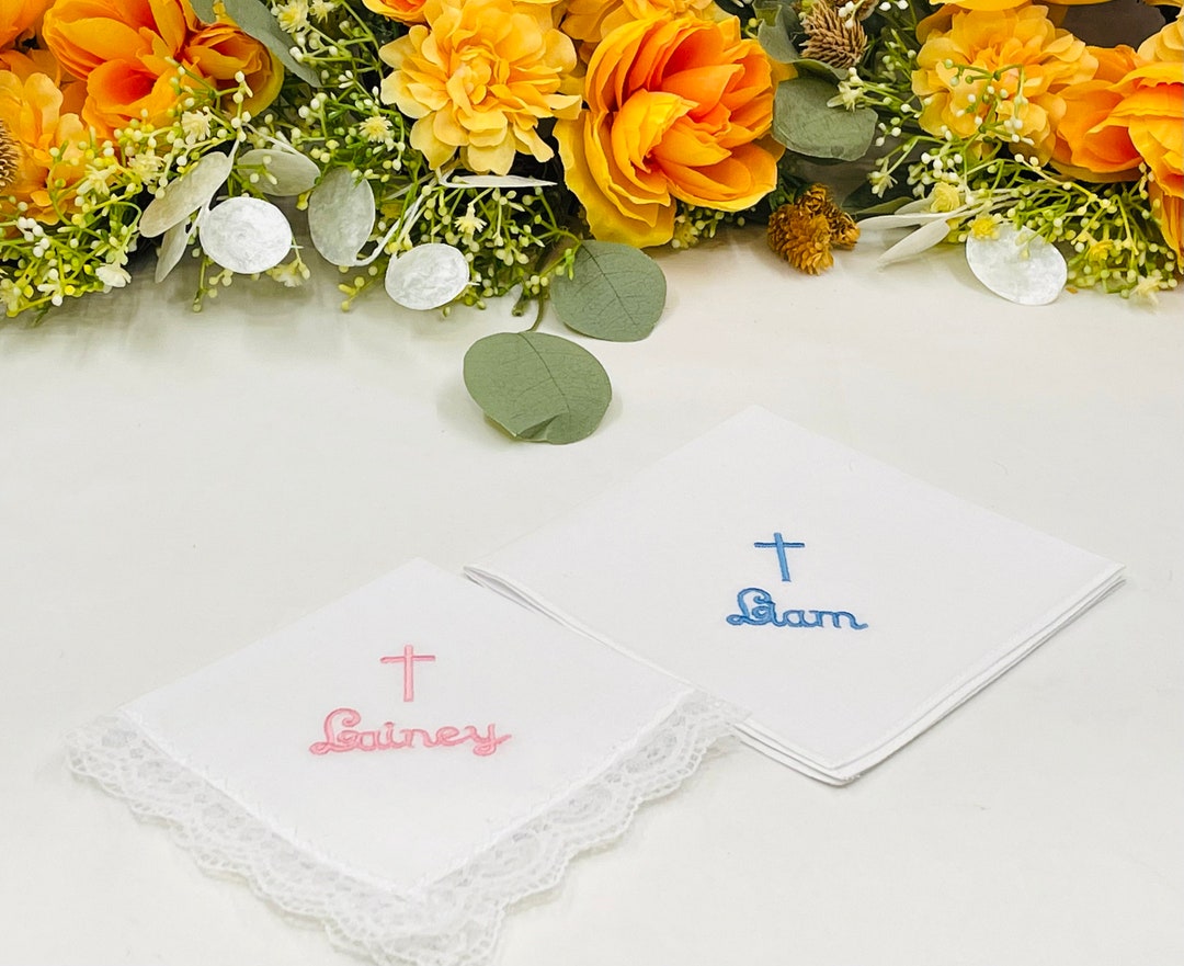 Baptism Handkerchief Cross Personalized Gift Communion Embroidered ...