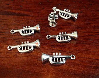 BULK 20 Trumpet Silver Tone Charms SC1923 - Etsy